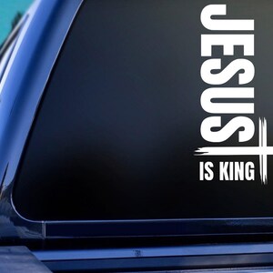 Jesus is King Sticker, Christian Cross Decal, Vertical Faith Sticker ...
