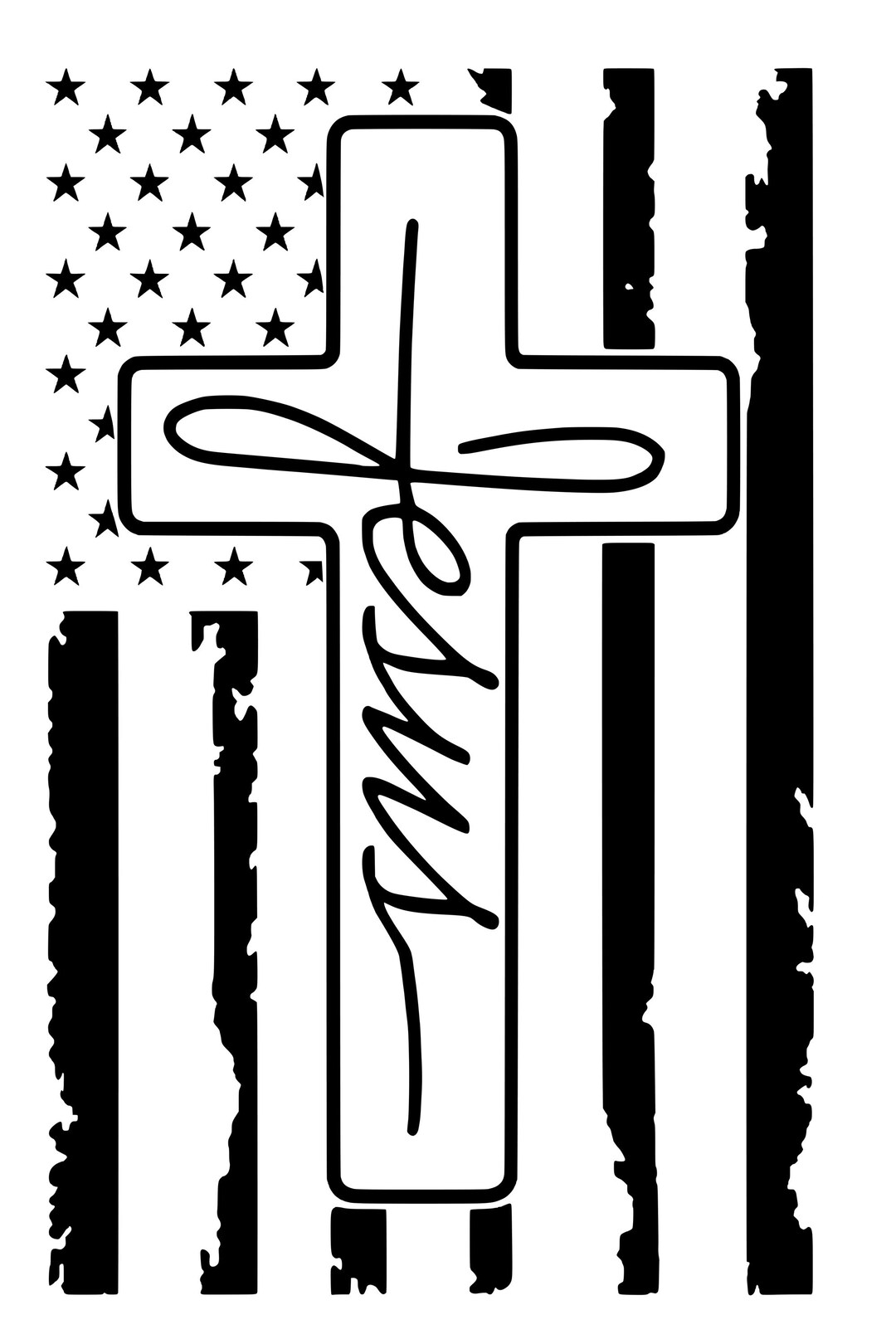 Distressed USA Flag Jesus Cross Vinyl Decal: Patriotic Christian ...
