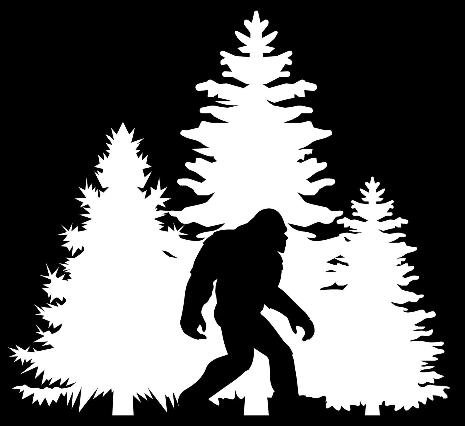Bigfoot in Pine Trees Vinyl Decal: Sasquatch Yeti Car Decal - Etsy