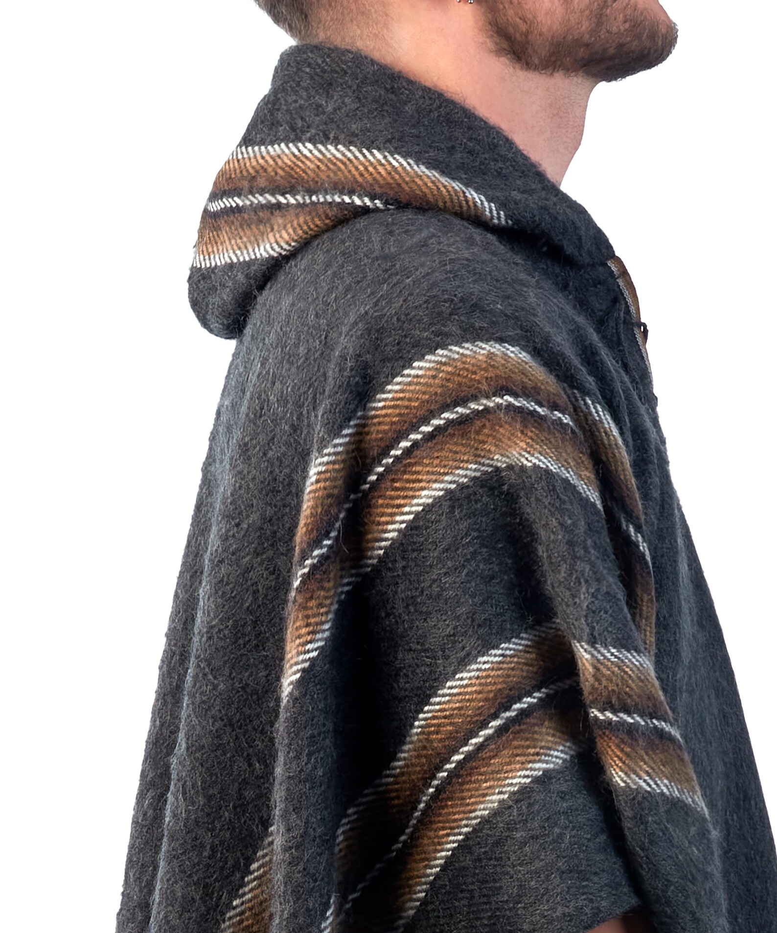 Charcoal Gray Alpaca Poncho With Hood Winter Cloak Cape - Etsy
