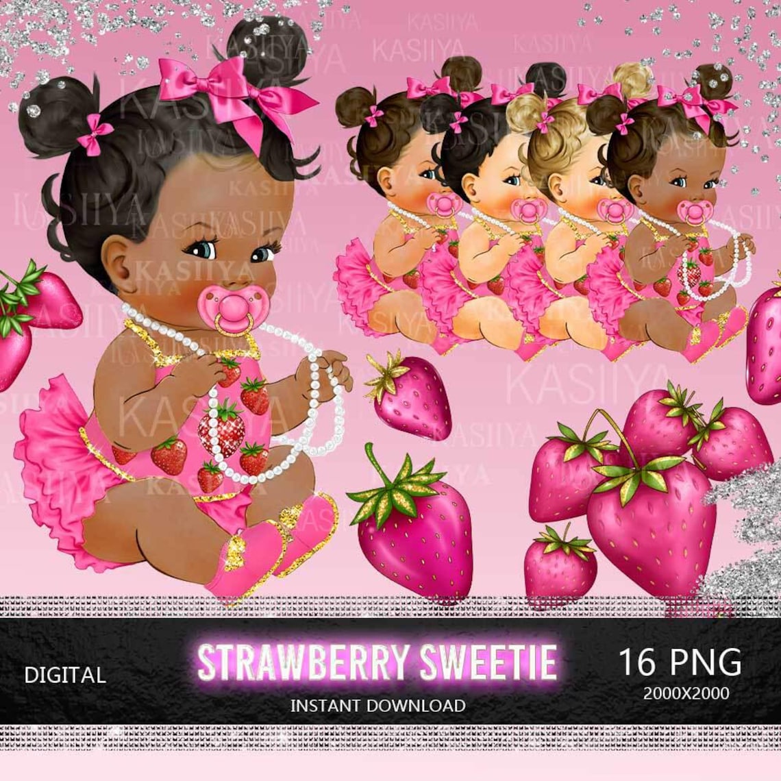 Strawberry Baby Clipart, Strawberry Baby Shower Clipart, Strawberry ...