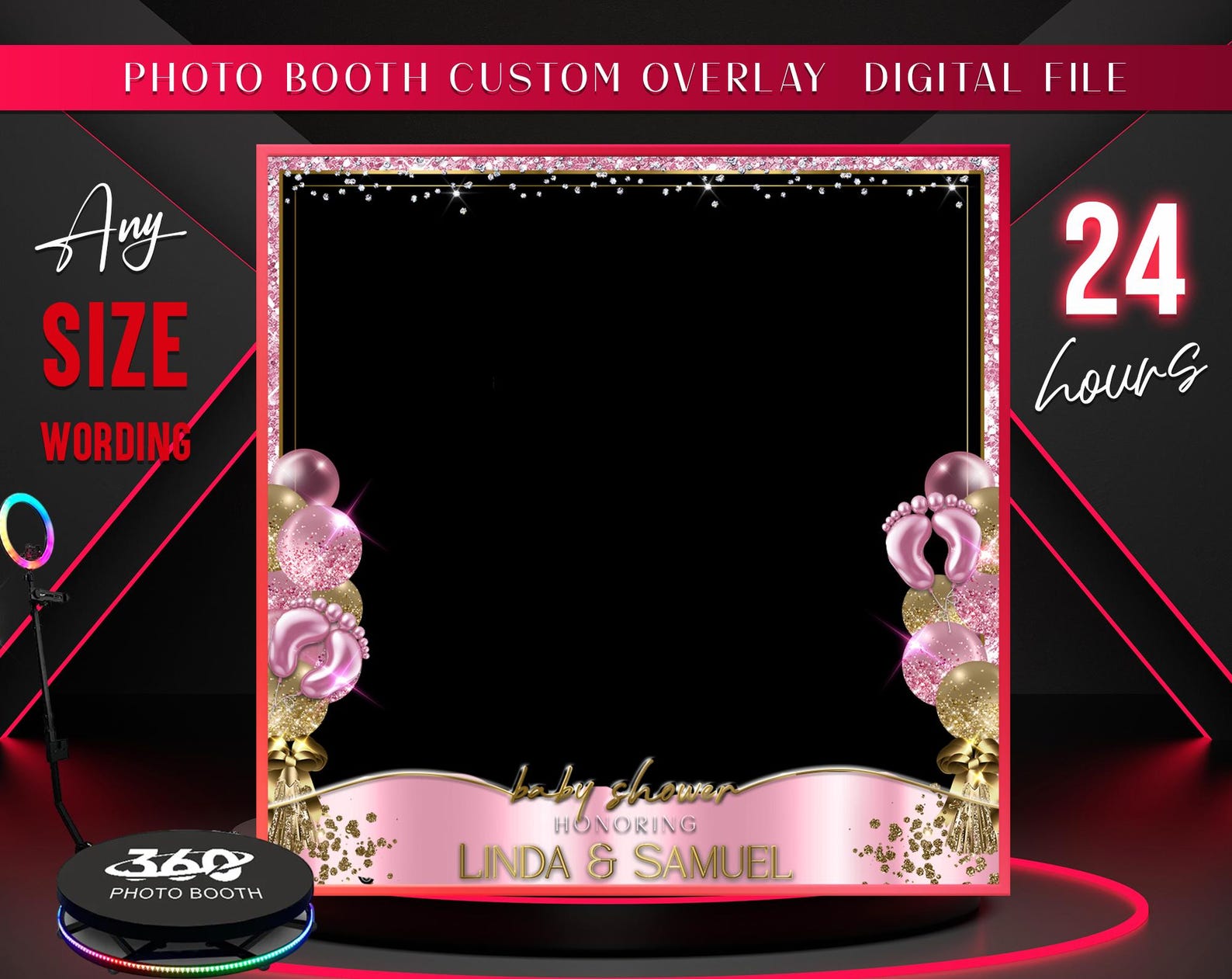360 Video Booth Overlay, Processing 24hrs, Baby Showers Photo Booth ...