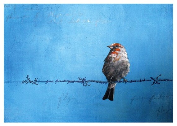 Items similar to Caught In A Daydream - 5x7 Finch Print on Etsy