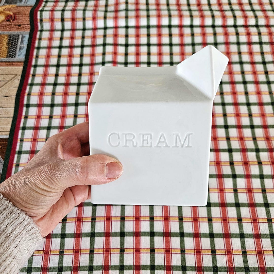 Our Table Simply White Milk Carton Shaped White Ceramic Creamer Cream ...