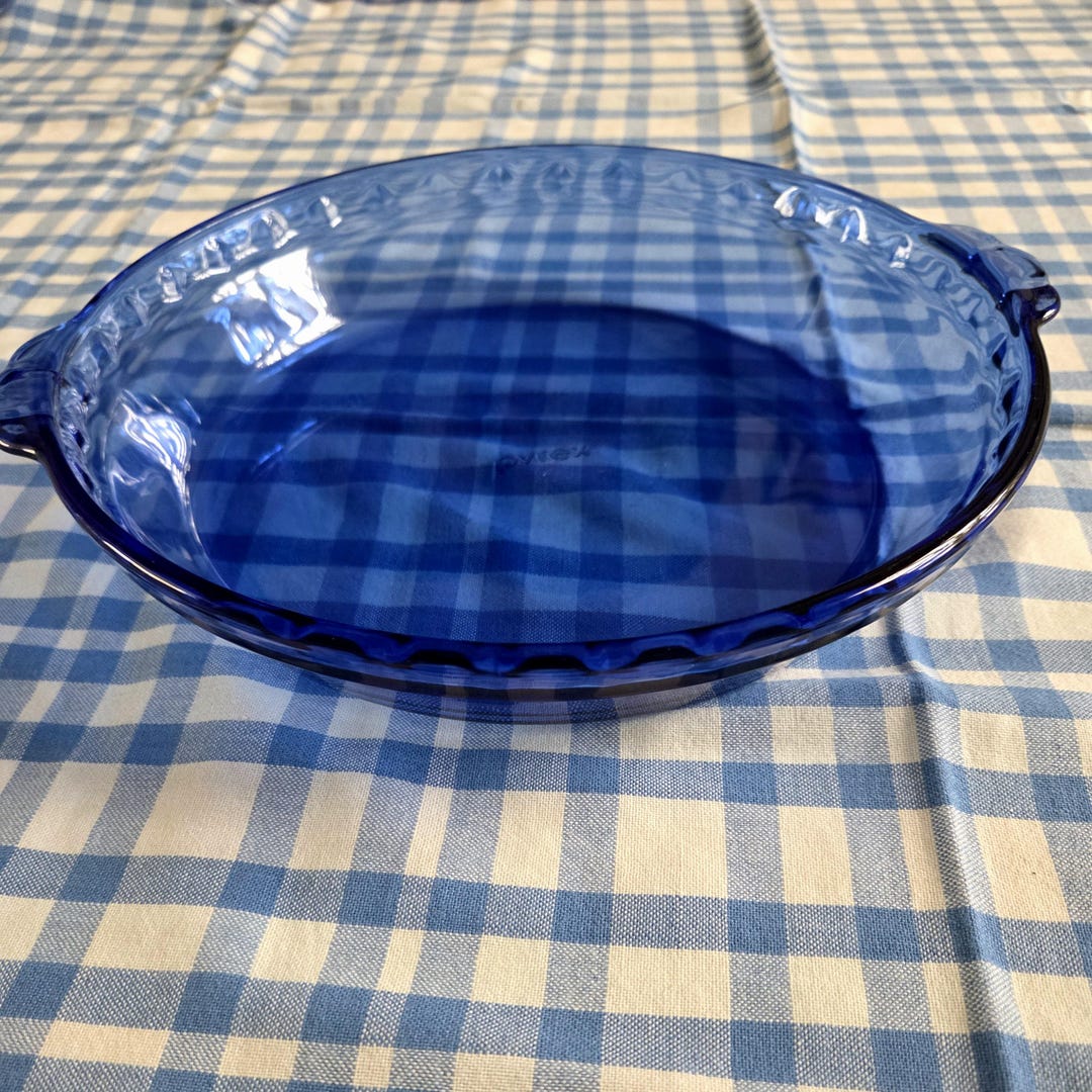 Vintage Pyrex Cobalt Blue Fluted 10" Pie Pan Crimped Deep Dish Plate ...