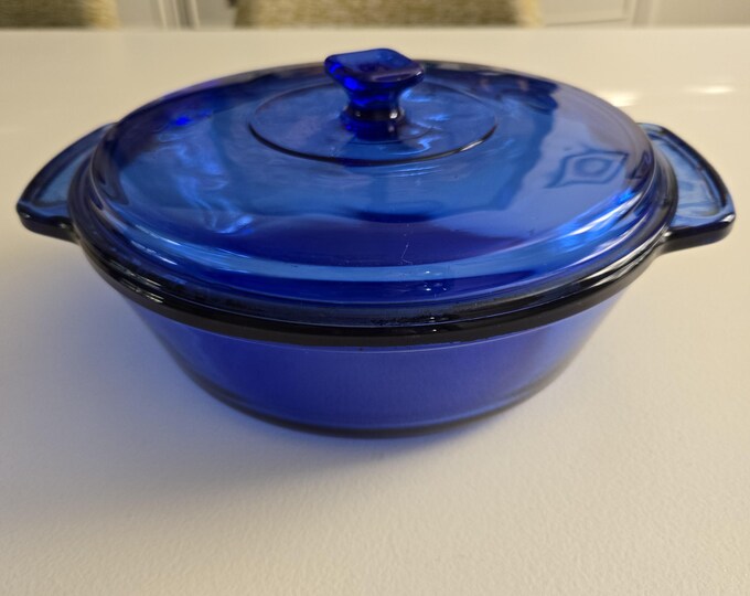 Anchor Hocking Ovenware Cobalt Blue Glass Casserole 9" 2 Qt With Lid ...