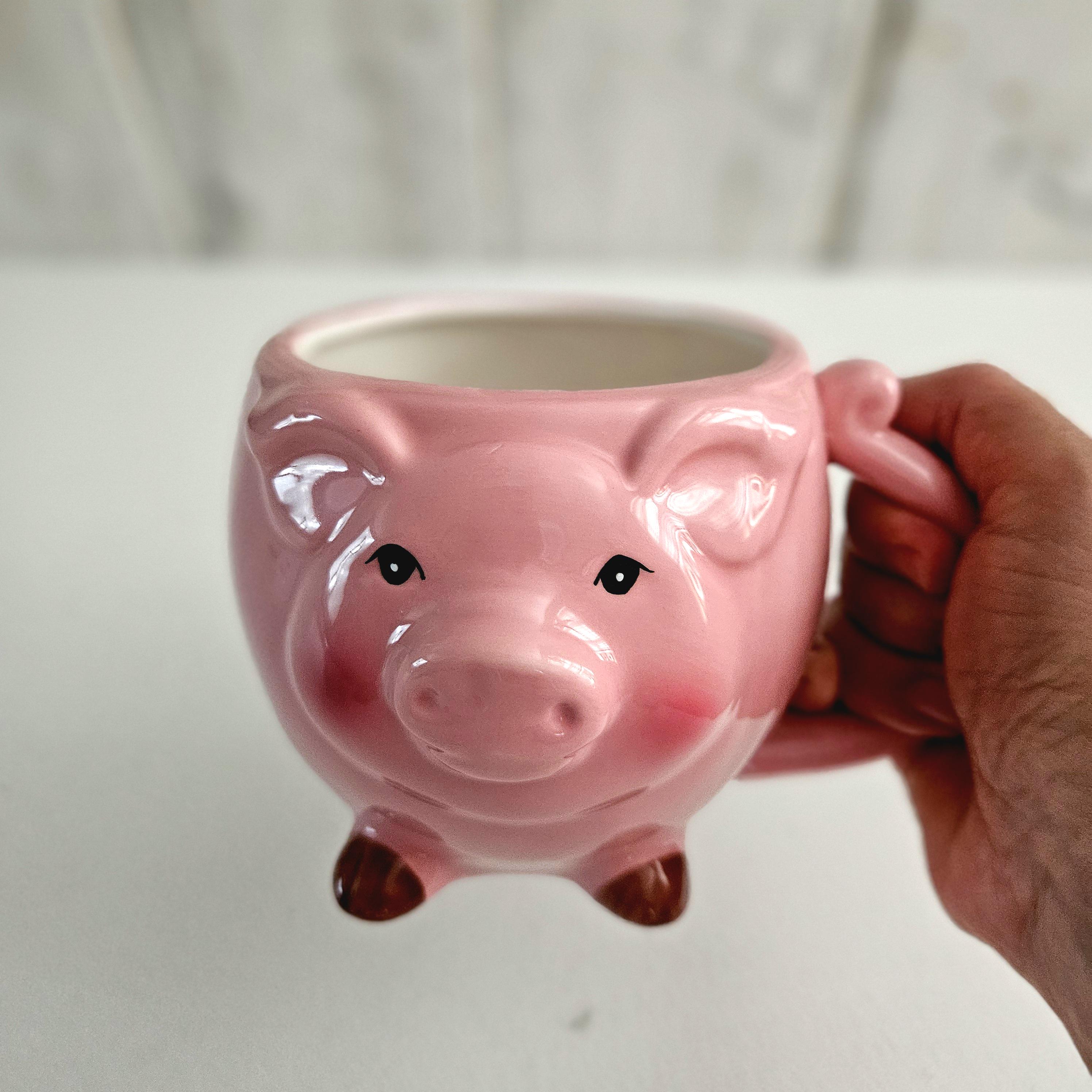 Pink Pig Ceramic Mug/cup. Whimsical, 3D Animal. Footed, Thick. - Etsy