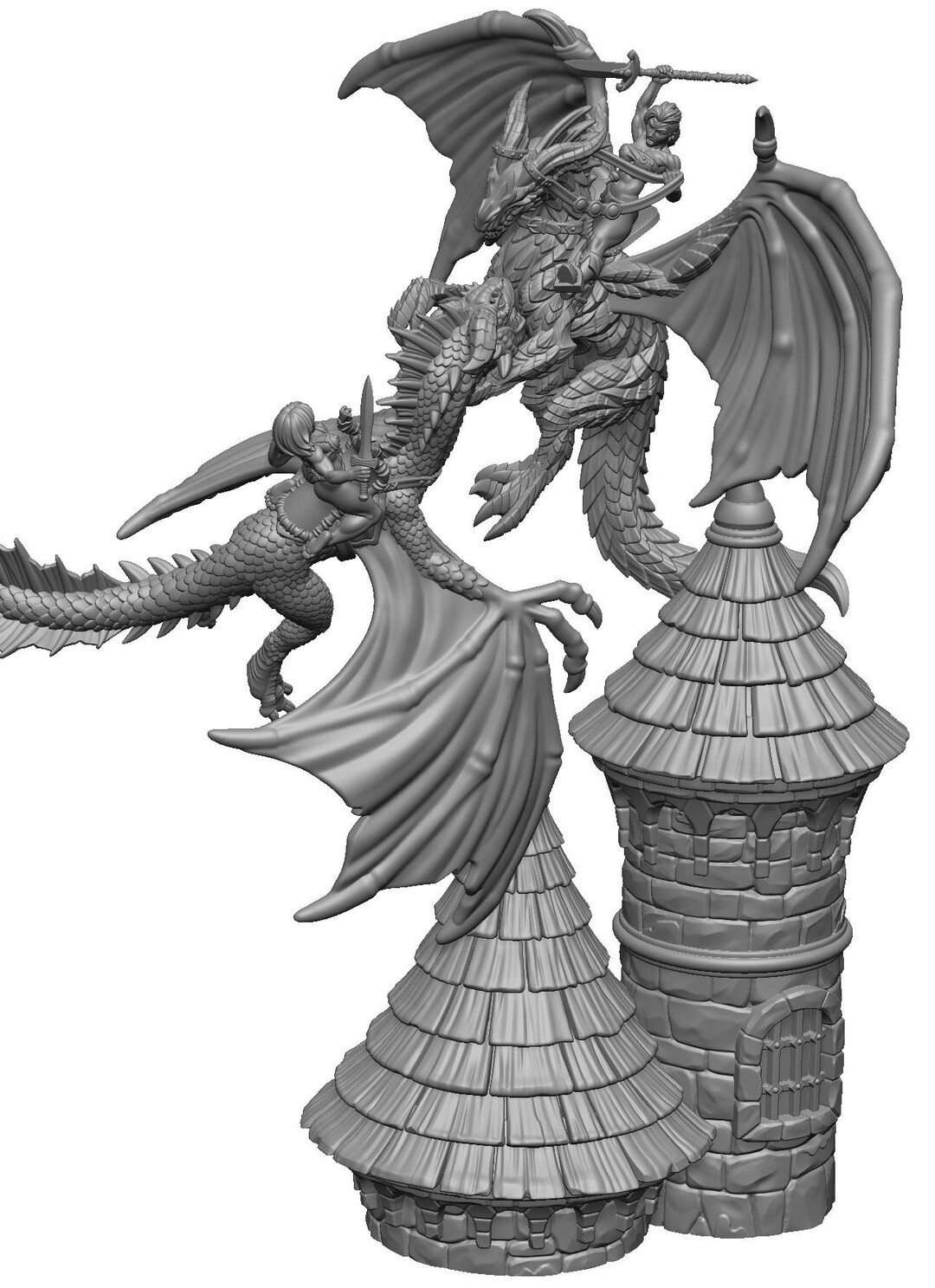 Sexy Dragon Riders Diorama Pinups 3D Print Miniature for Tabletop and ...