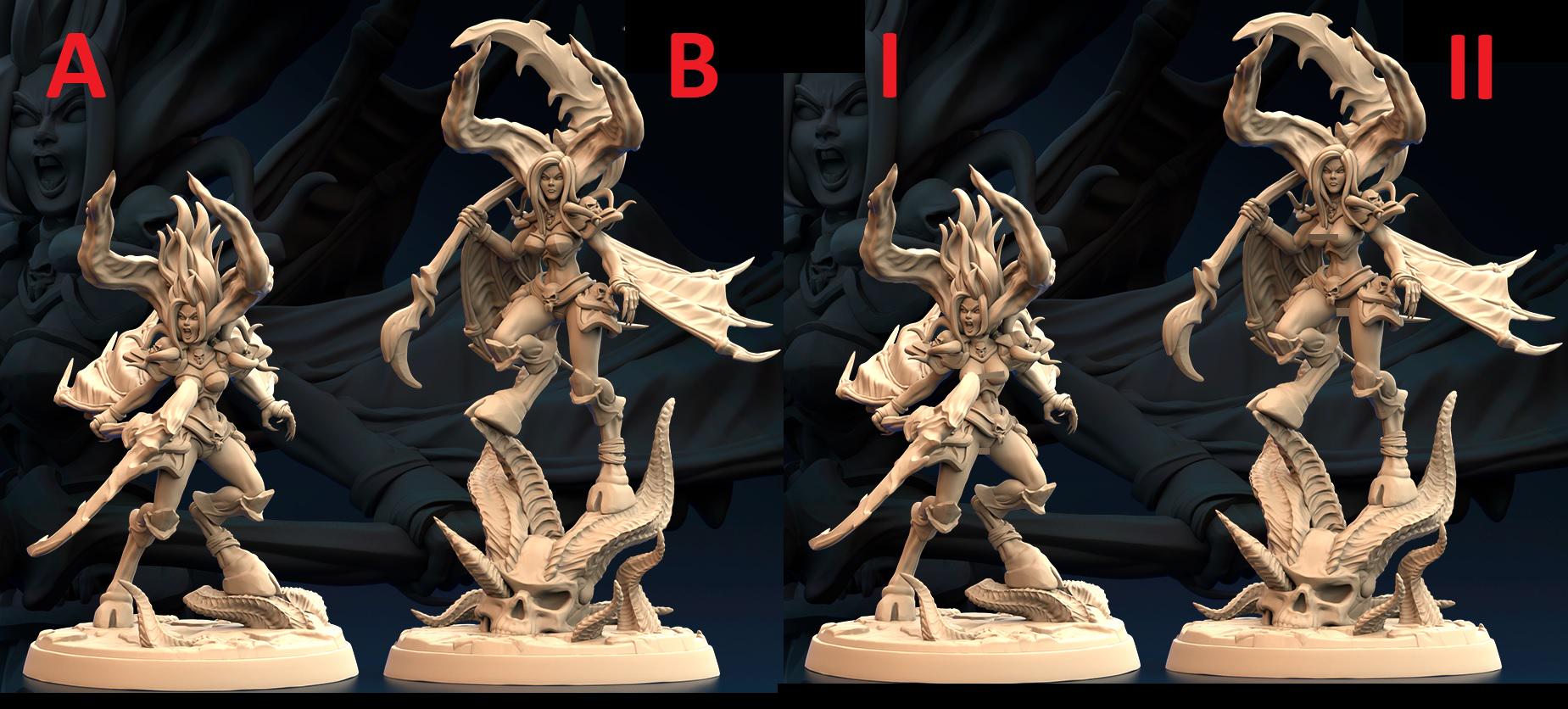Infernal Female Demon Monster Girls 3D Print Pinup Miniature for RPG ...