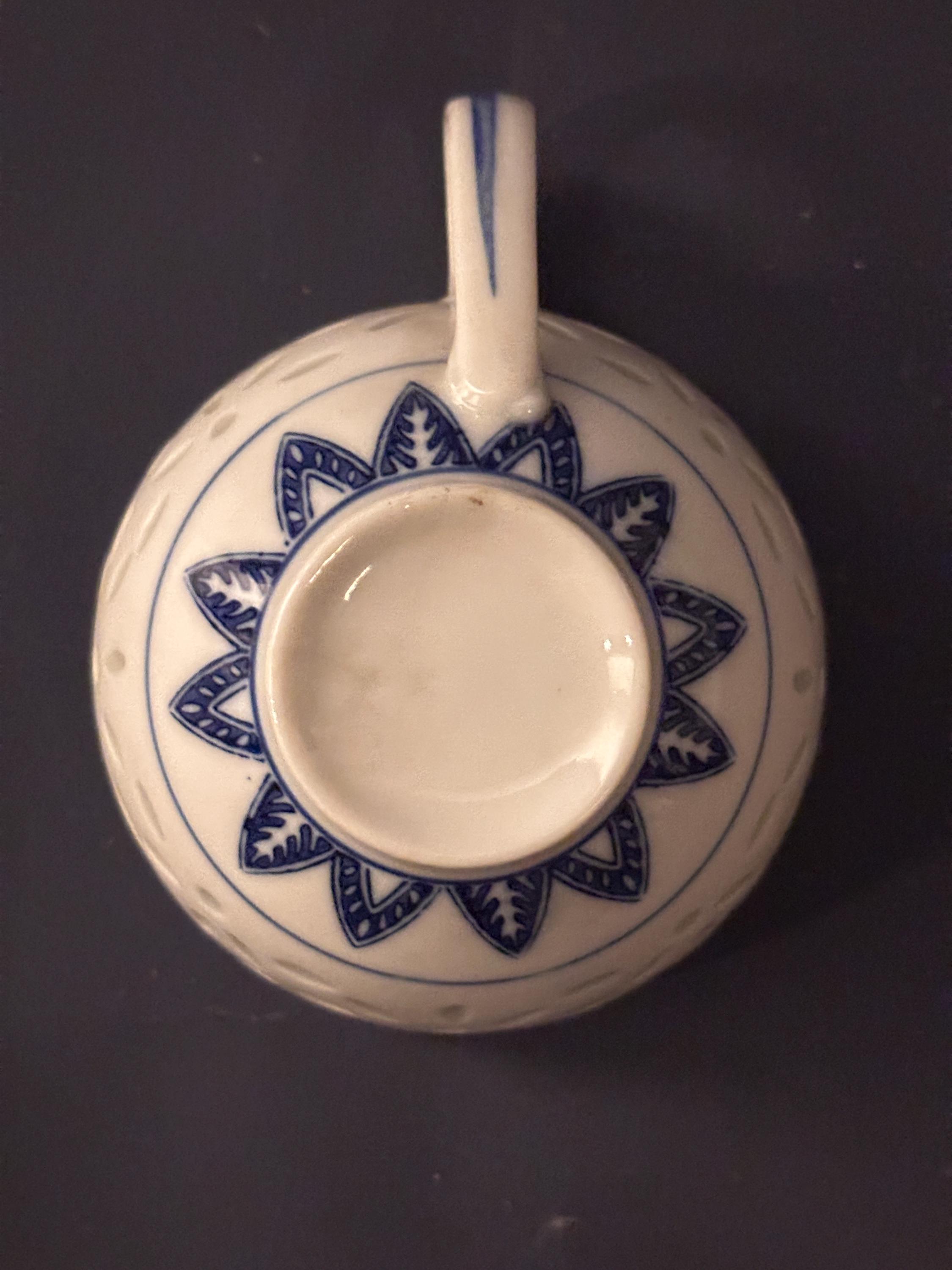 Heisei Era Japanese Celadon Porcelain Coffee Cup - Blue and Green Hand ...