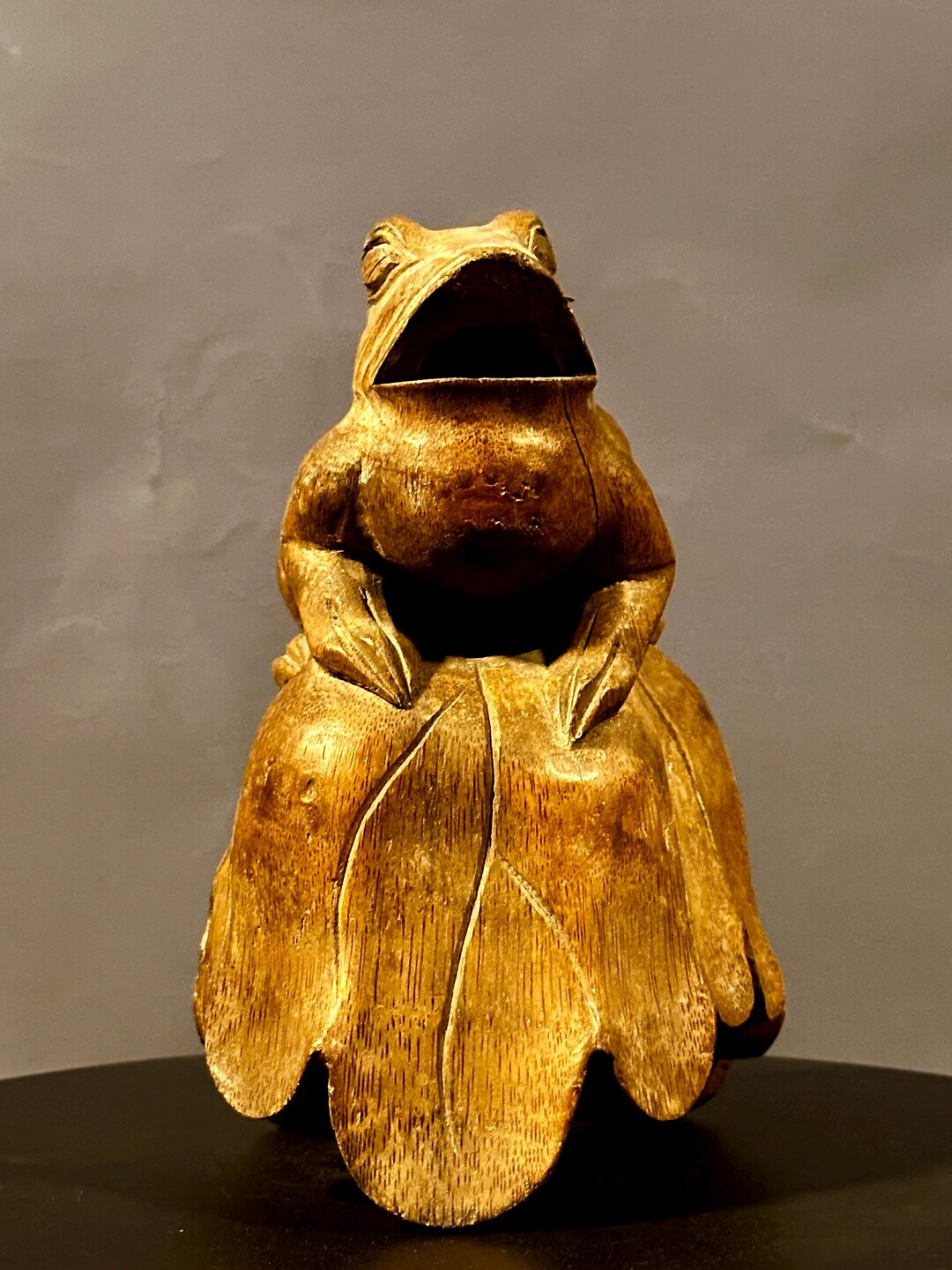 Antique Japanese Wood Carved Frog Figurine - Handcrafted Heian Period ...