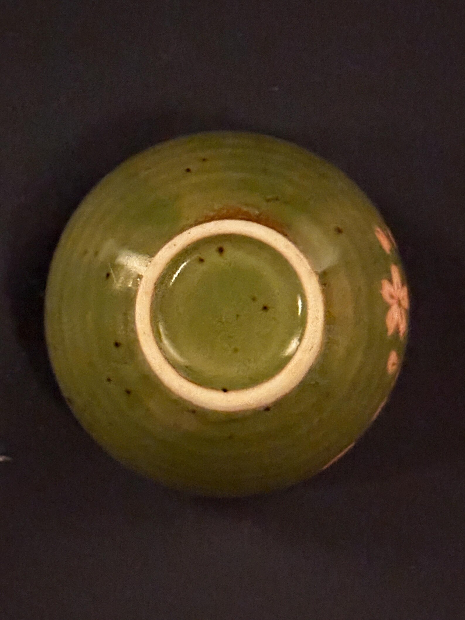 Vintage Japanese Sakura Teacup | Green Glaze Cherry Blossom Yunomi ...