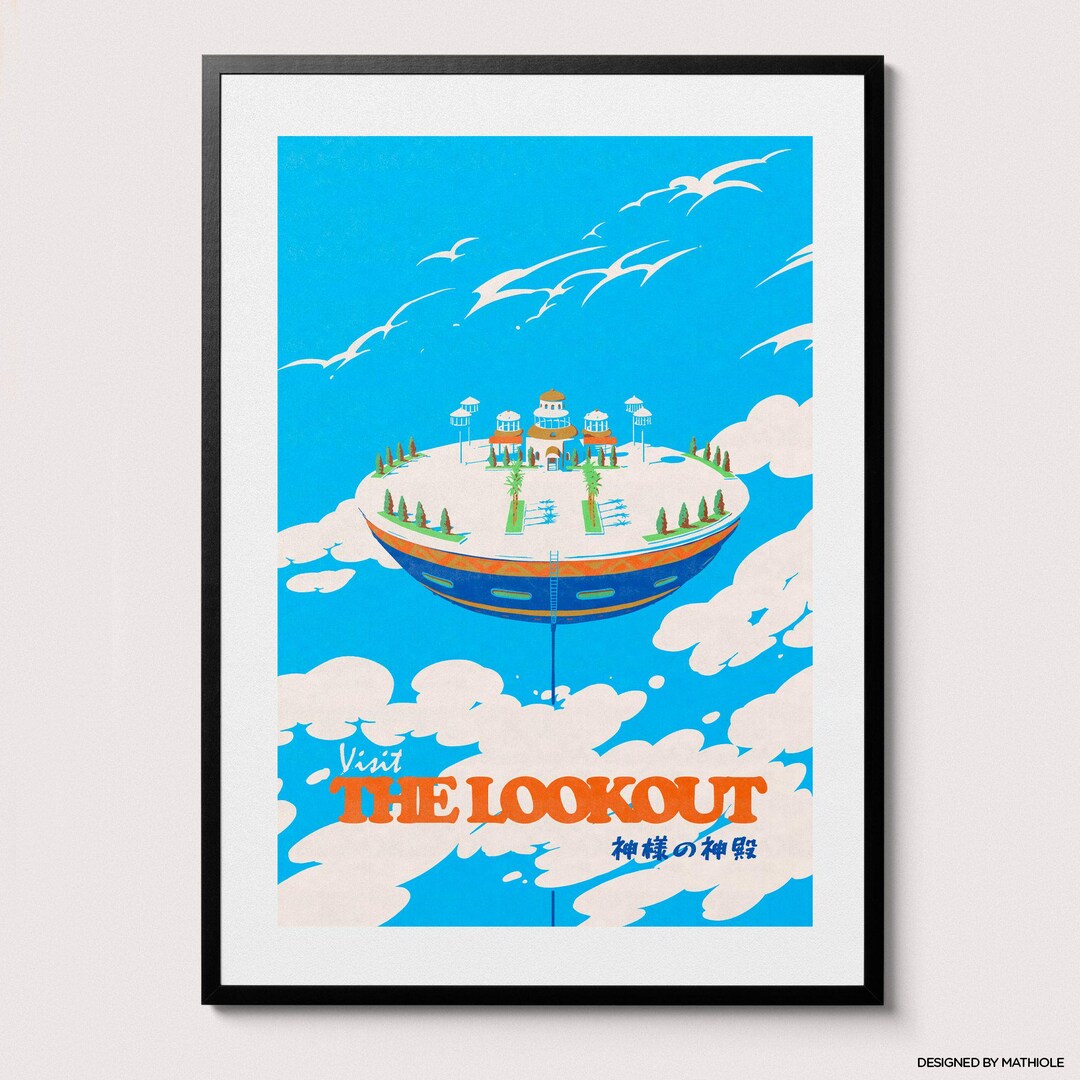 Visit the Lookout Poster - Anime Inspired Floating Island Wall Art ...