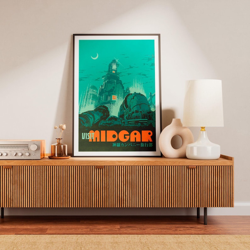Visit Midgar Retro Travel Poster - Wall Art - 90s Nostalgia - Videogame ...