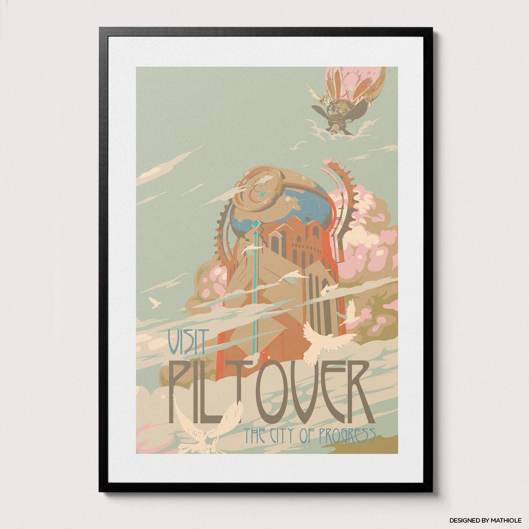 Visit Piltover Travel Poster - Retro City Illustration Wall Art ...