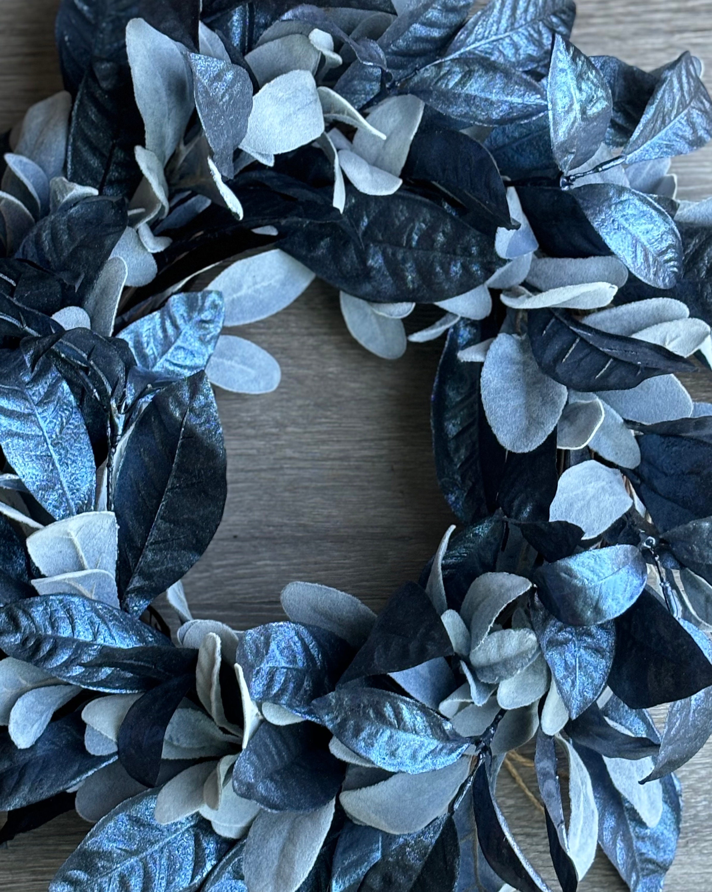 Unique Navy Blue Wreath, Cottage Wreath, Front Porch Decor, Elegant ...