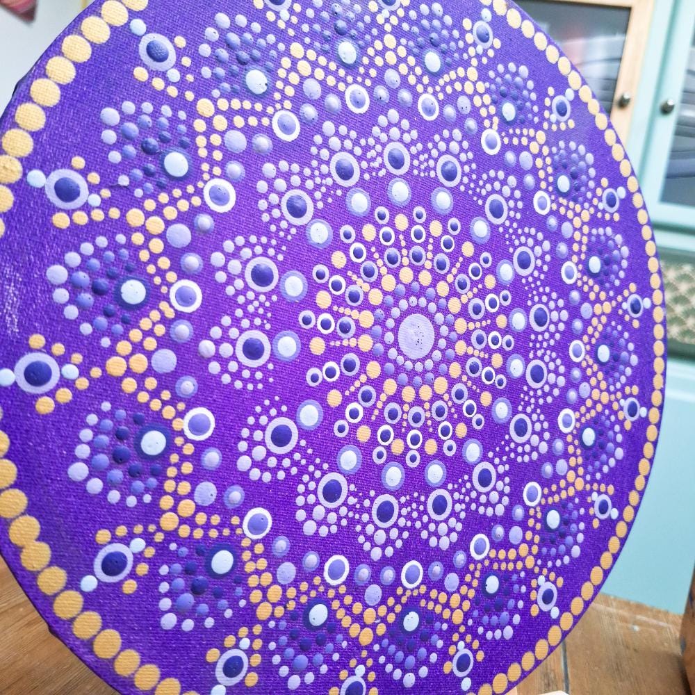 Dot Art Mandala Painting Purple Dot Painting Canvas Mandala Dot Art ...