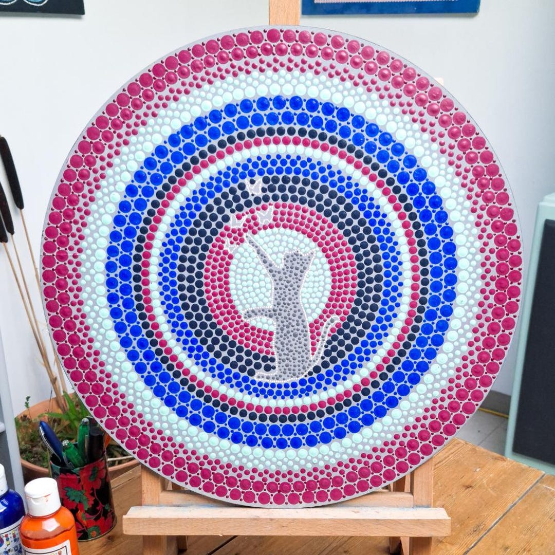 Dot Art Mandala Painting Blue Dot Painting Wooden Canvas Mandala Dot ...