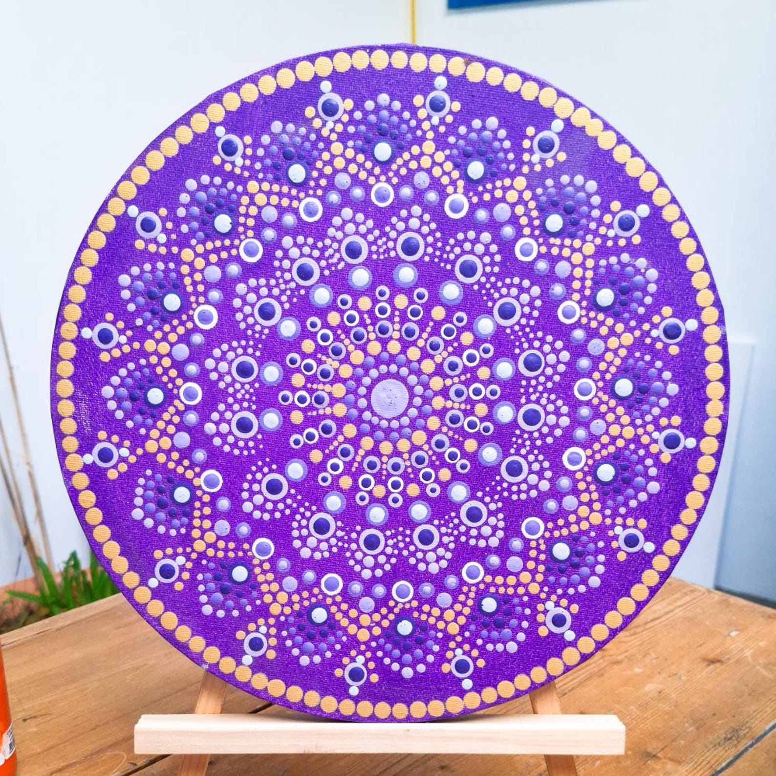 Dot Art Mandala Painting Purple Dot Painting Canvas Mandala Dot Art ...