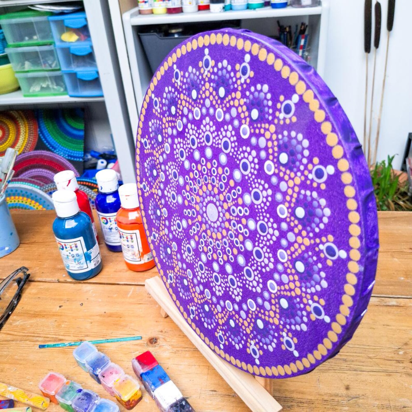 Dot Art Mandala Painting Purple Dot Painting Canvas Mandala Dot Art ...