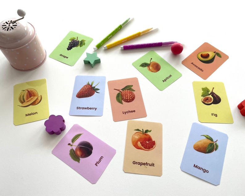 40 Fruit Flashcards in English - Etsy