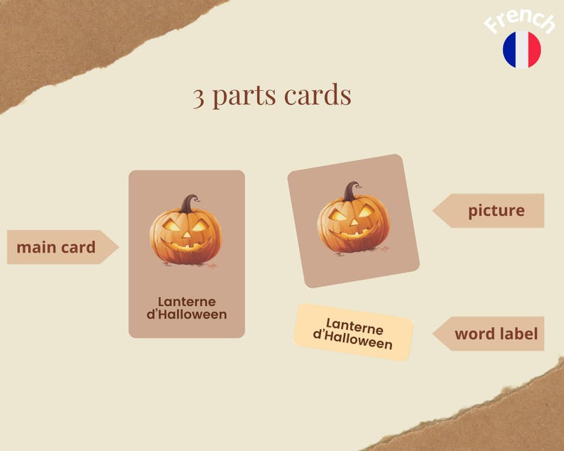 32 Halloween Flashcards in French - Etsy
