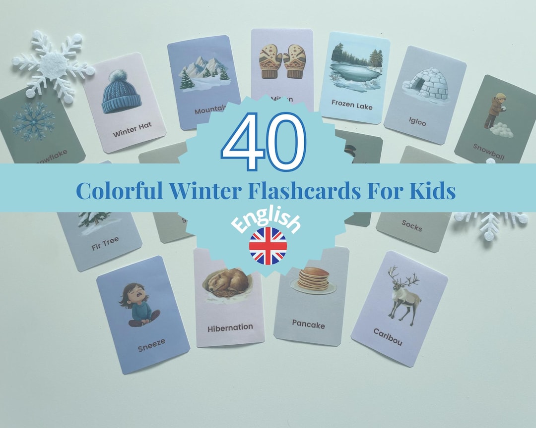 40 Winter Flashcards in English - Etsy