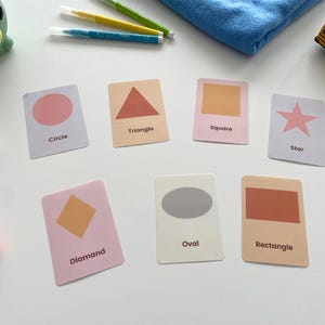 7 Geometric Shapes Flashcards in English - Etsy