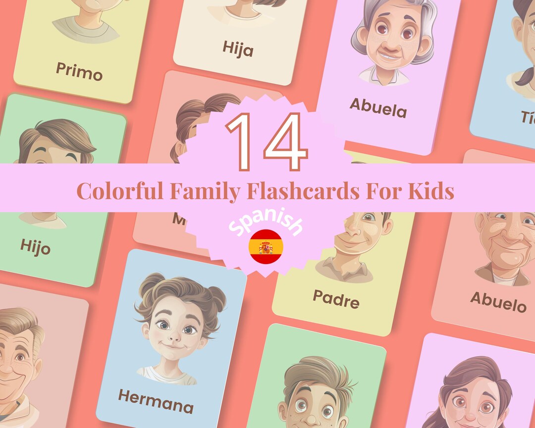 14 Family Flashcards in Spanish - Etsy