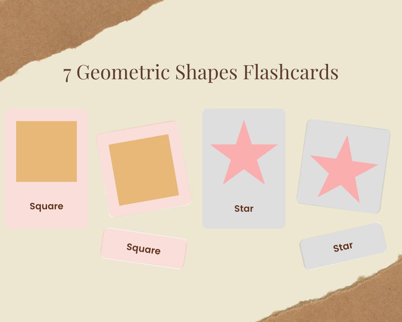 7 Geometric Shapes Flashcards in English - Etsy