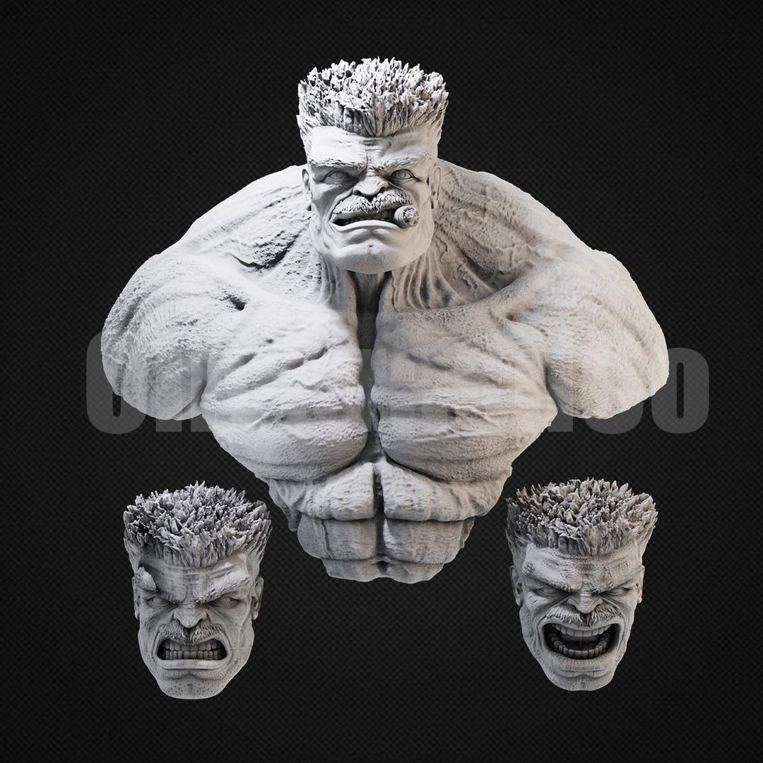 Unpainted Half-bust Superhero Statue - 1/10 Scale 3D Printed ...