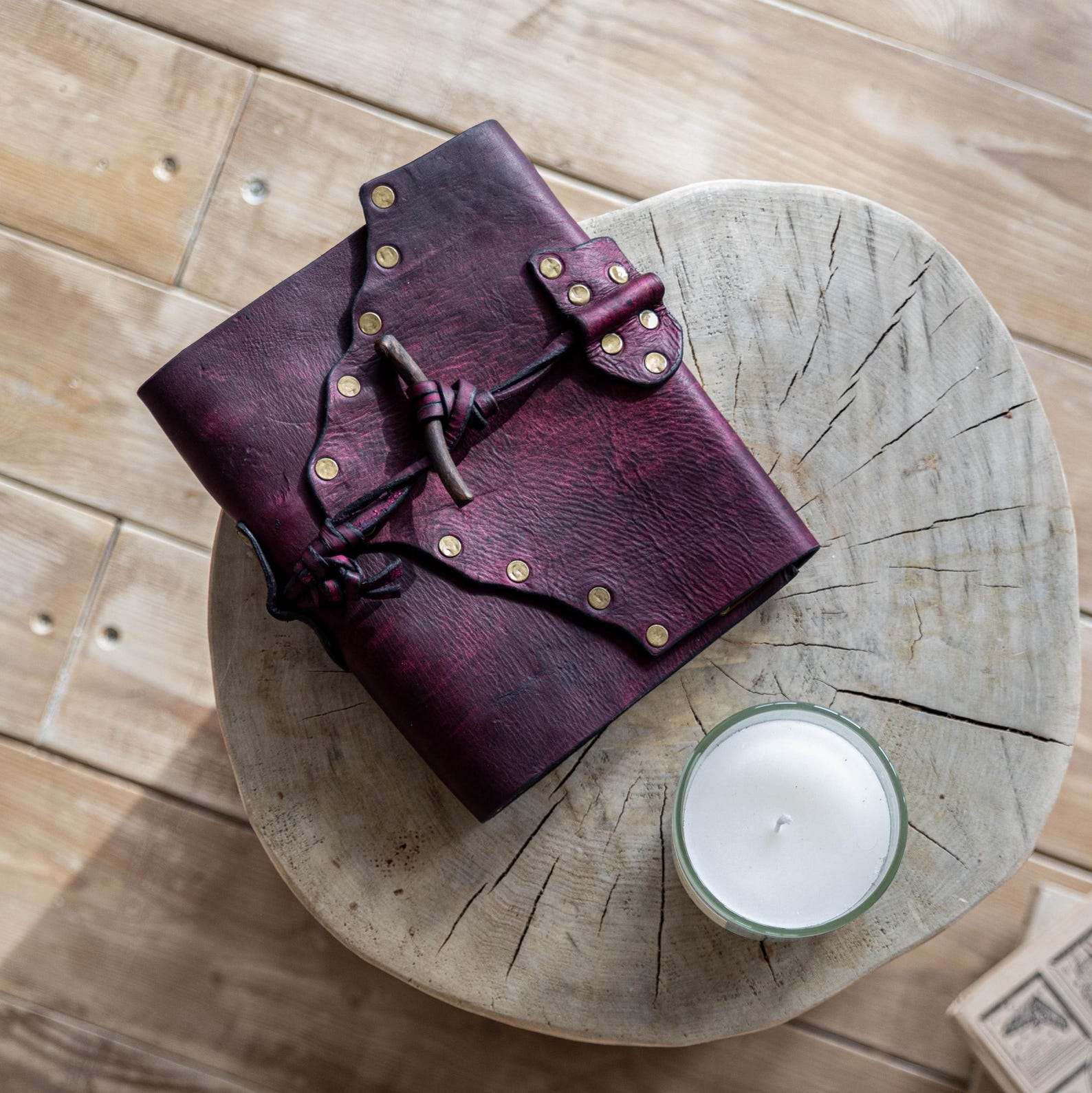 Purple Refillable Leather Notebook. A5 Handmade Diary, Journal ...