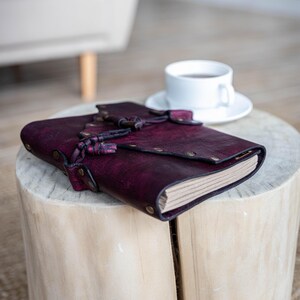 Purple Refillable Leather Notebook. A5 Handmade Diary, Journal ...