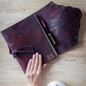 Purple Refillable Leather Notebook. A5 Handmade Diary, Journal ...