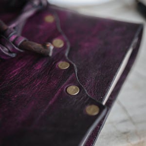 Purple Refillable Leather Notebook. A5 Handmade Diary, Journal ...