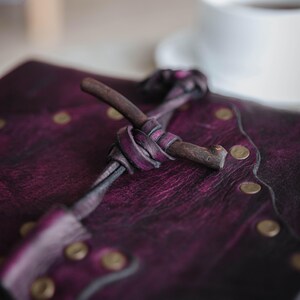 Purple Refillable Leather Notebook. A5 Handmade Diary, Journal ...