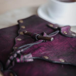 Purple Refillable Leather Notebook. A5 Handmade Diary, Journal ...
