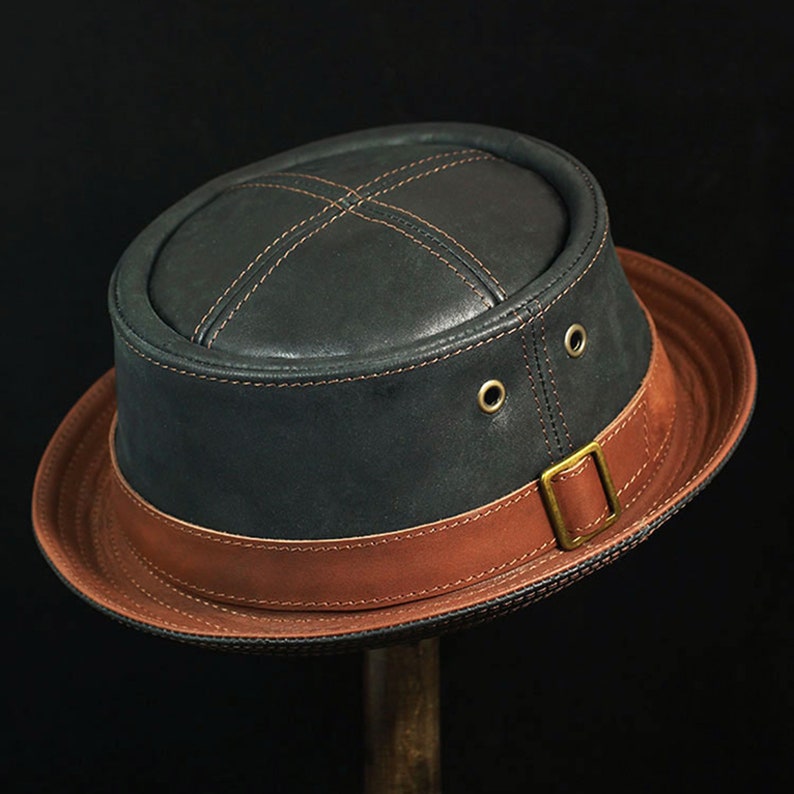 Handcrafted Leather Pork Pie Hat PPH-15 for a Timeless Style Statement ...