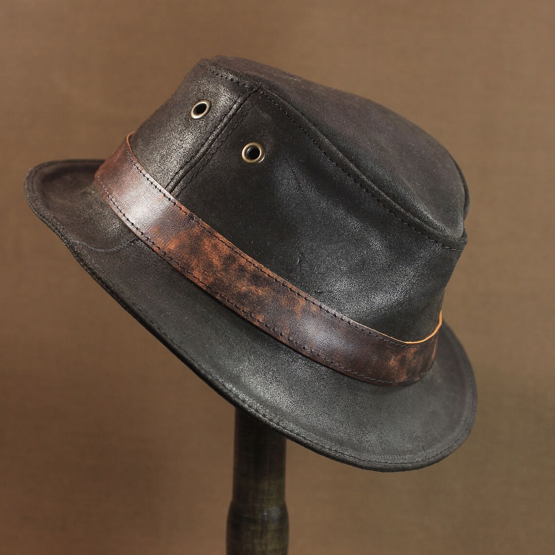 Handcrafted Leather Trilby Hat TRL-22 Men's Vintage Style Headwear - Etsy