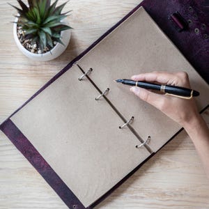 Purple Refillable Leather Notebook. A5 Handmade Diary, Journal ...