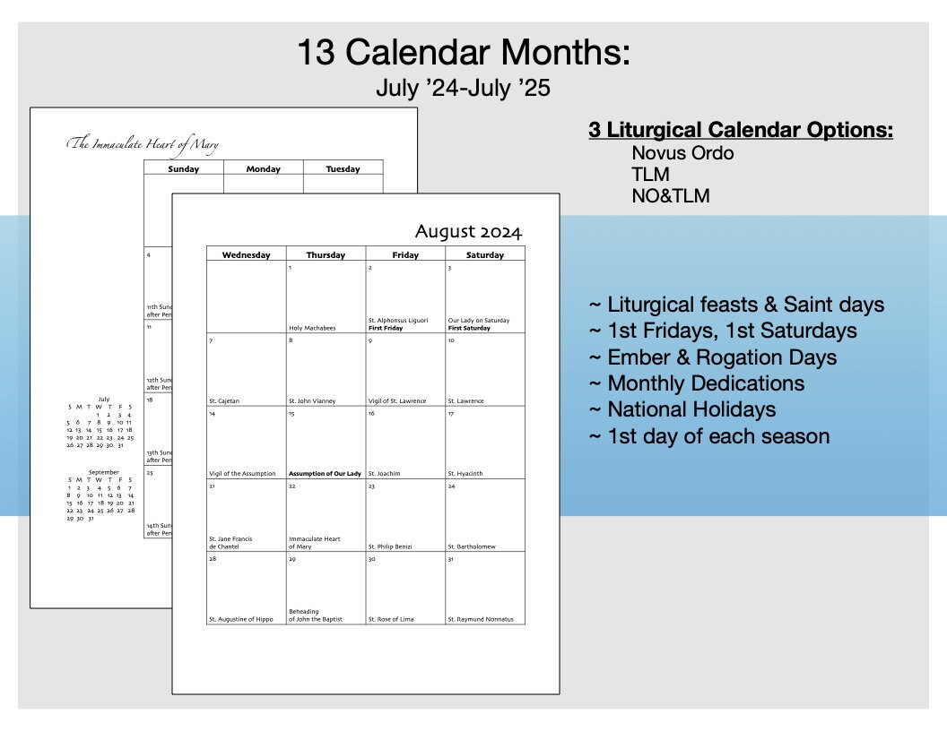 Novus Ordo Catholic Calendar and Homeschool Planner/ Academic Calendar ...