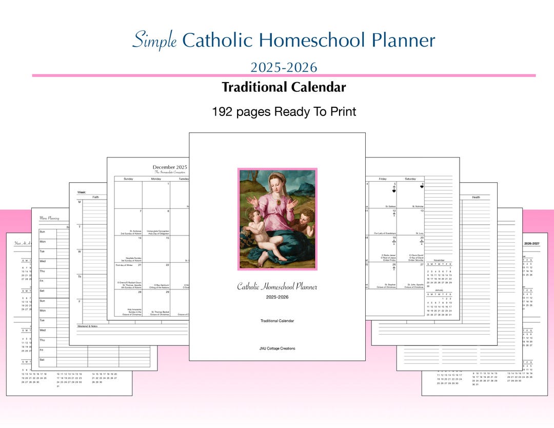 Simple Traditional Catholic Homeschool Planner 2025-2026 | Academic ...