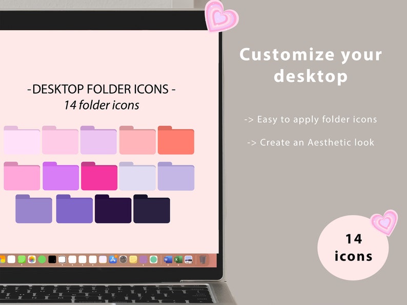 14 Folder Icons Cute Aesthetic Desktop Theme Folders Mac Customisation ...