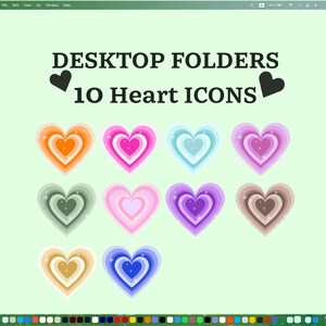 10 Folder Icons - Cute Hearts Aesthetic Desktop Theme Folders - Mac ...