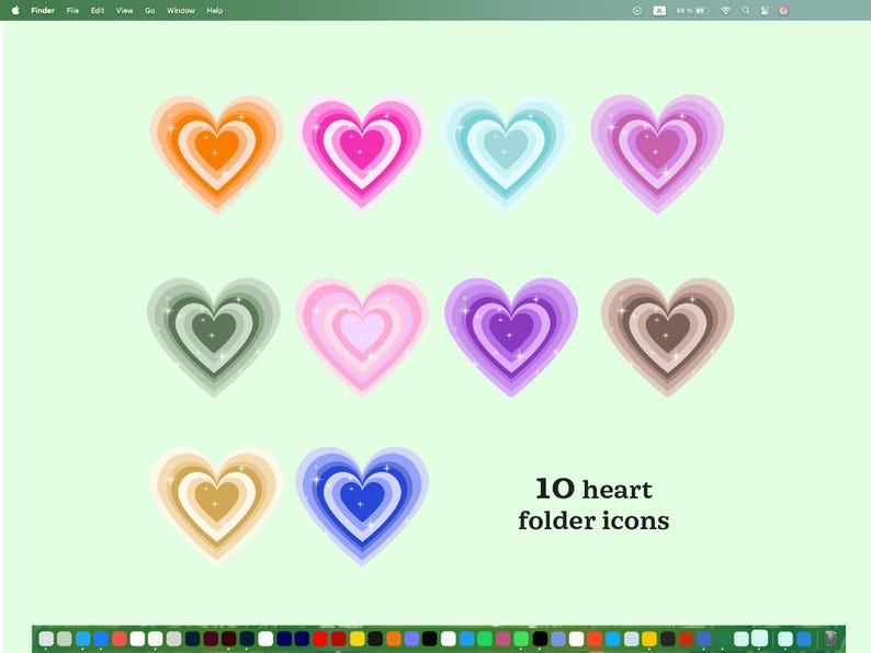10 Folder Icons - Cute Hearts Aesthetic Desktop Theme Folders - Mac ...