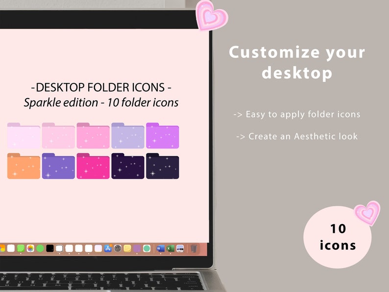 10 Folder Icons - Cute Aesthetic Desktop Theme Folders - Mac Folder ...
