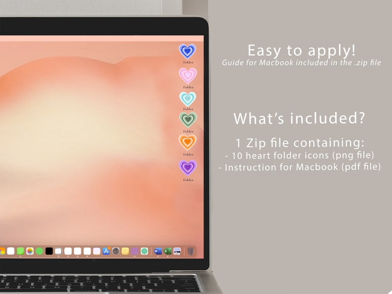 10 Folder Icons Cute Hearts Aesthetic Desktop Theme Folders Mac ...