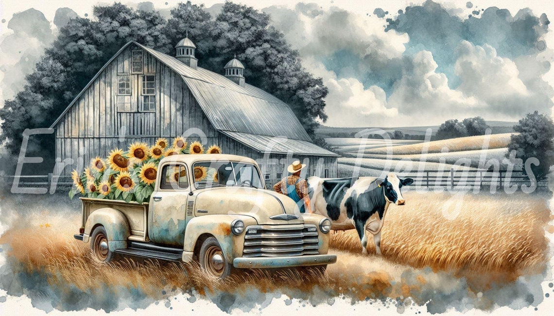 Old Farm Truck Set 1 - Etsy