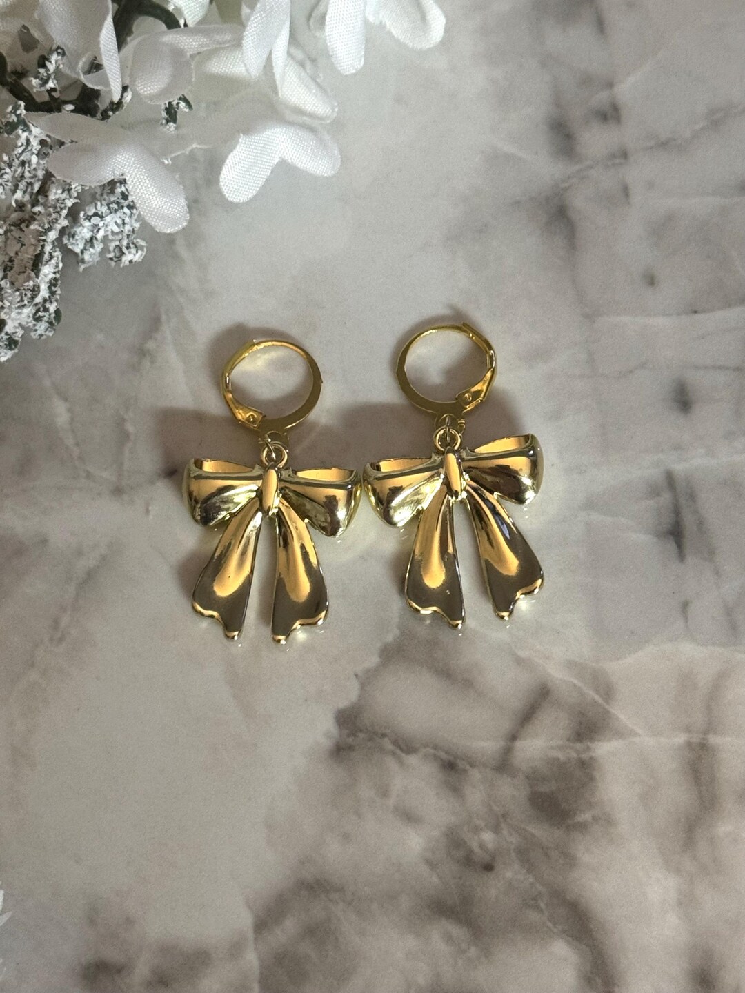 Gold Bow Dangle Earrings Gold Bow Dangles Gold Bow Earrings Bow Dangle ...