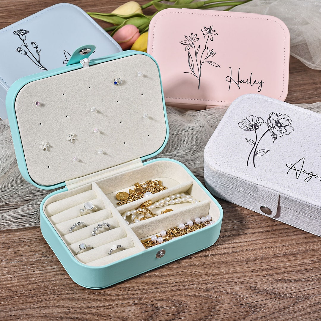 Custom Jewelry Box, Travel Jewelry Storage Box, Earrings, Necklace ...